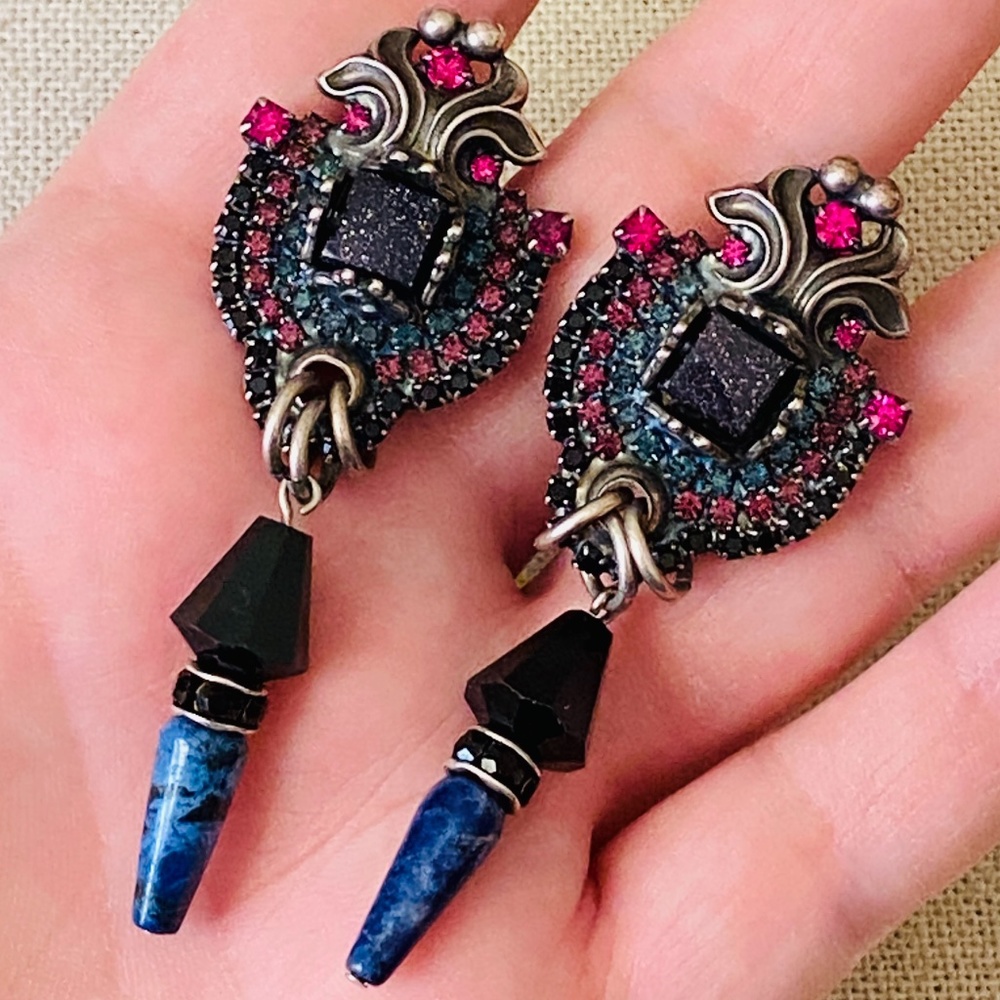 Sorrelli Lapis Swarovski Crystal Clip On Earrings - Gem